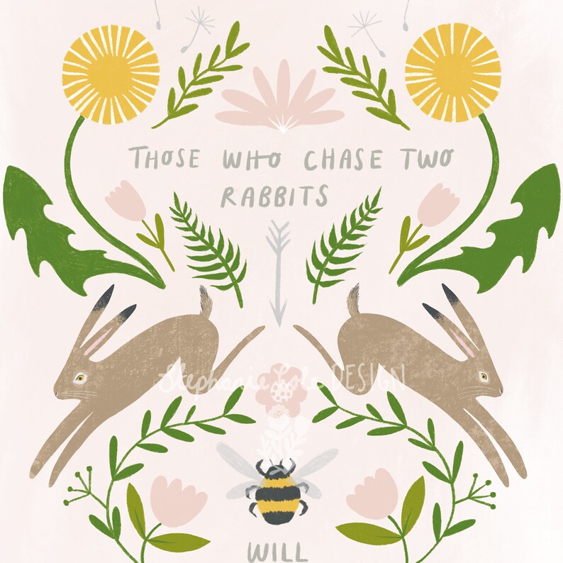 Chasing Rabbits A4 Giclee Art Print - Etsy