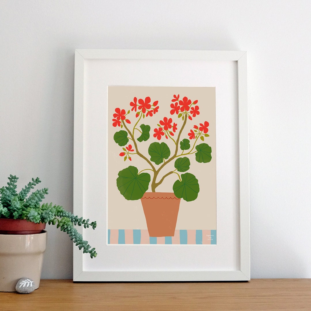 Geraniums Plant Pot A4 Giclee Art Print - Etsy