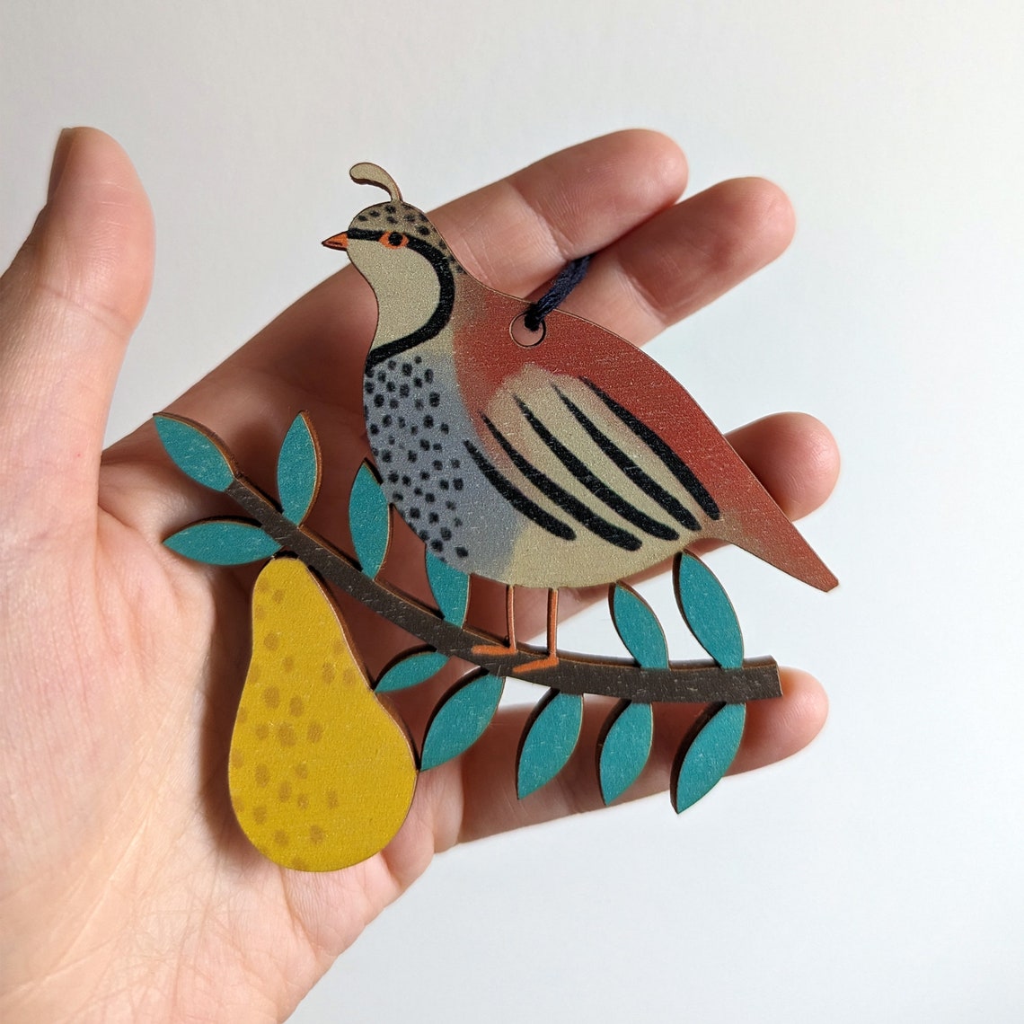 Partridge in a Pear Tree Wooden Christmas Tree Decoration - Etsy