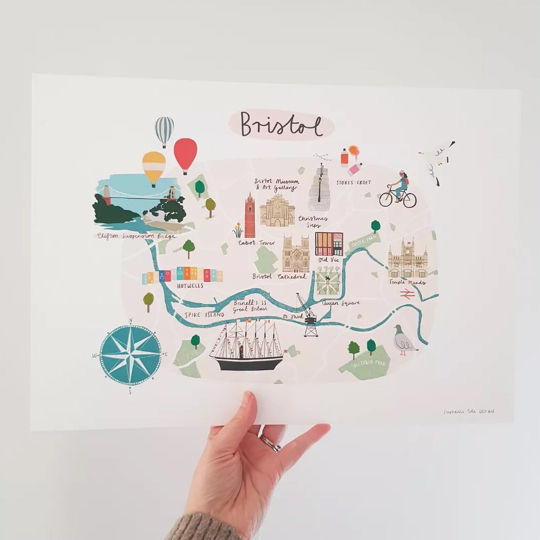 A3 Illustrated Bristol Map Art Print - Etsy