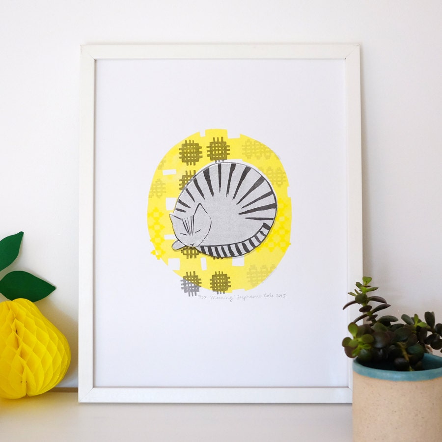 SALE A3 'morning' Cat Riso Print Limited Edition | Etsy