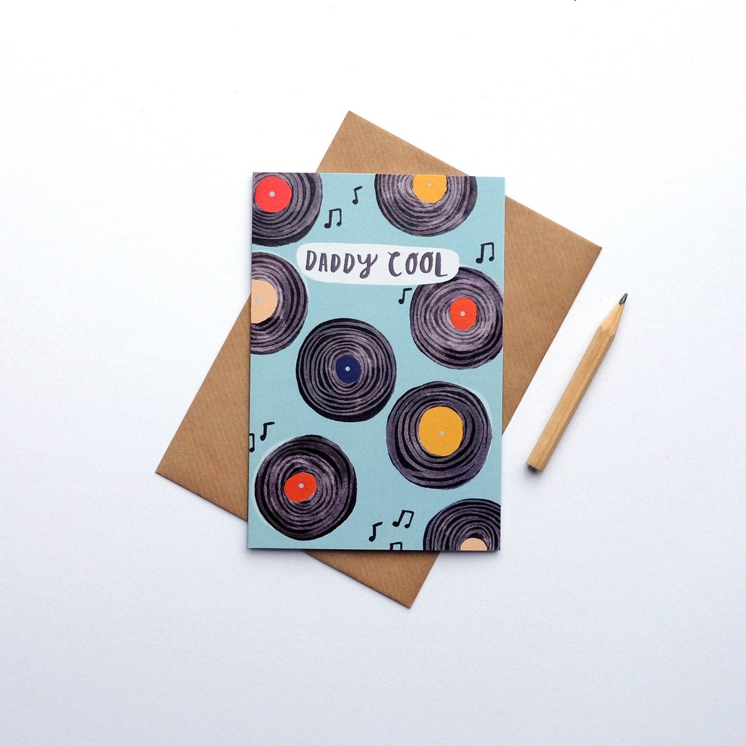 Daddy Cool Illustrated Vinyl Records Card - Etsy