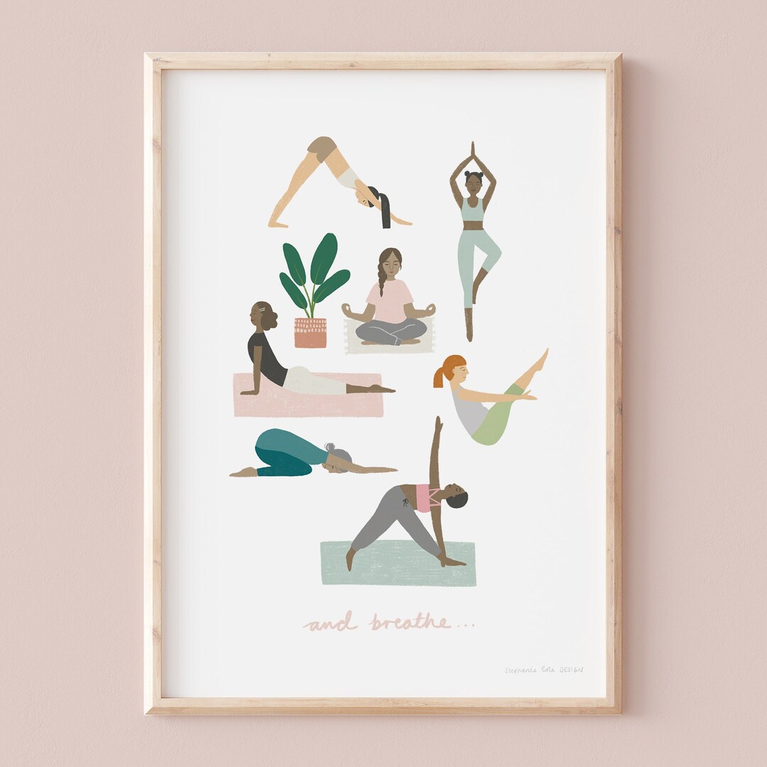 A3 'and Breathe' Namaste Yoga Art Print - Etsy