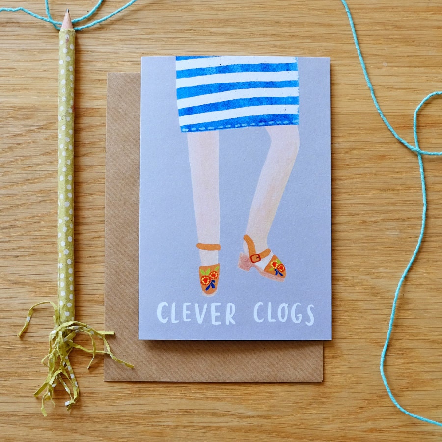 Illustrated Clever Clogs Card - Etsy