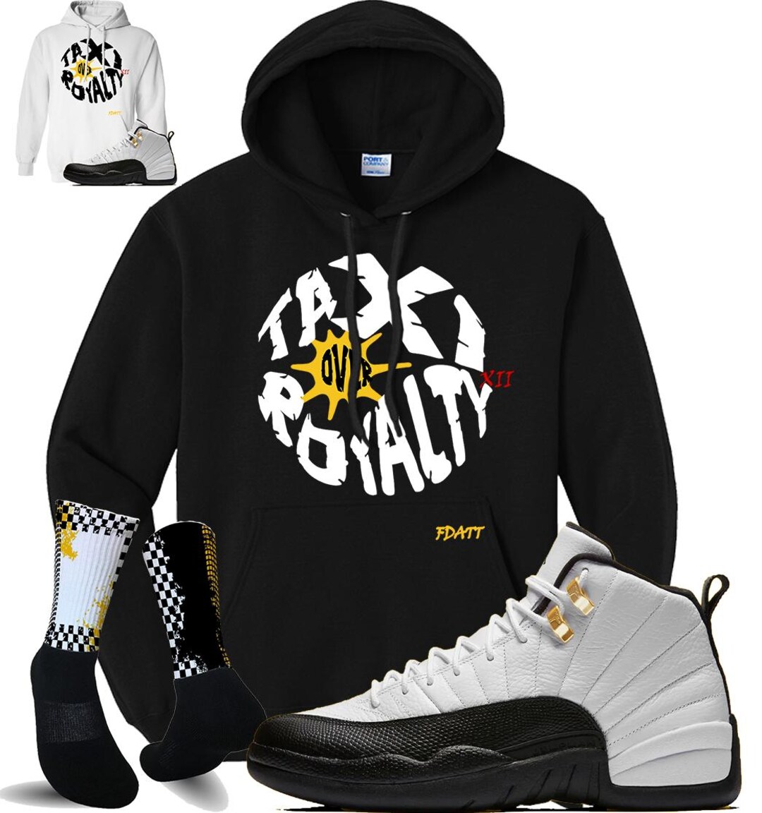 FDATT Custom Matching Hoodie for Jordan 12 Taxi Black and White - Etsy