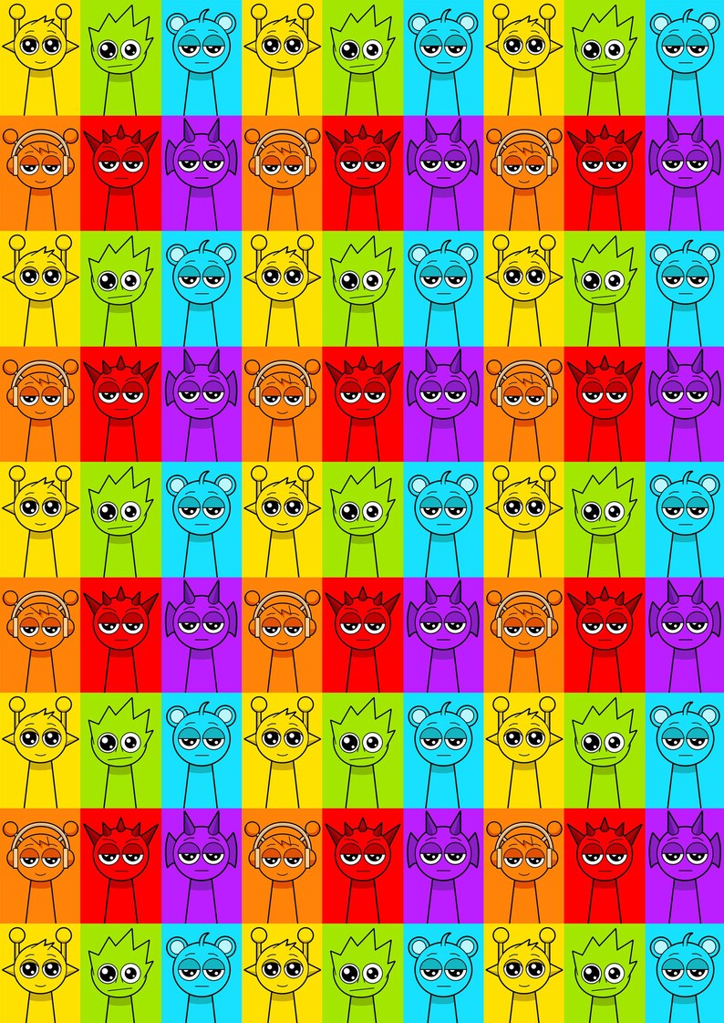 SPRUNKI Birthday Wrapping Paper - Sprunki Gaming Personalised Gift Wrap ...