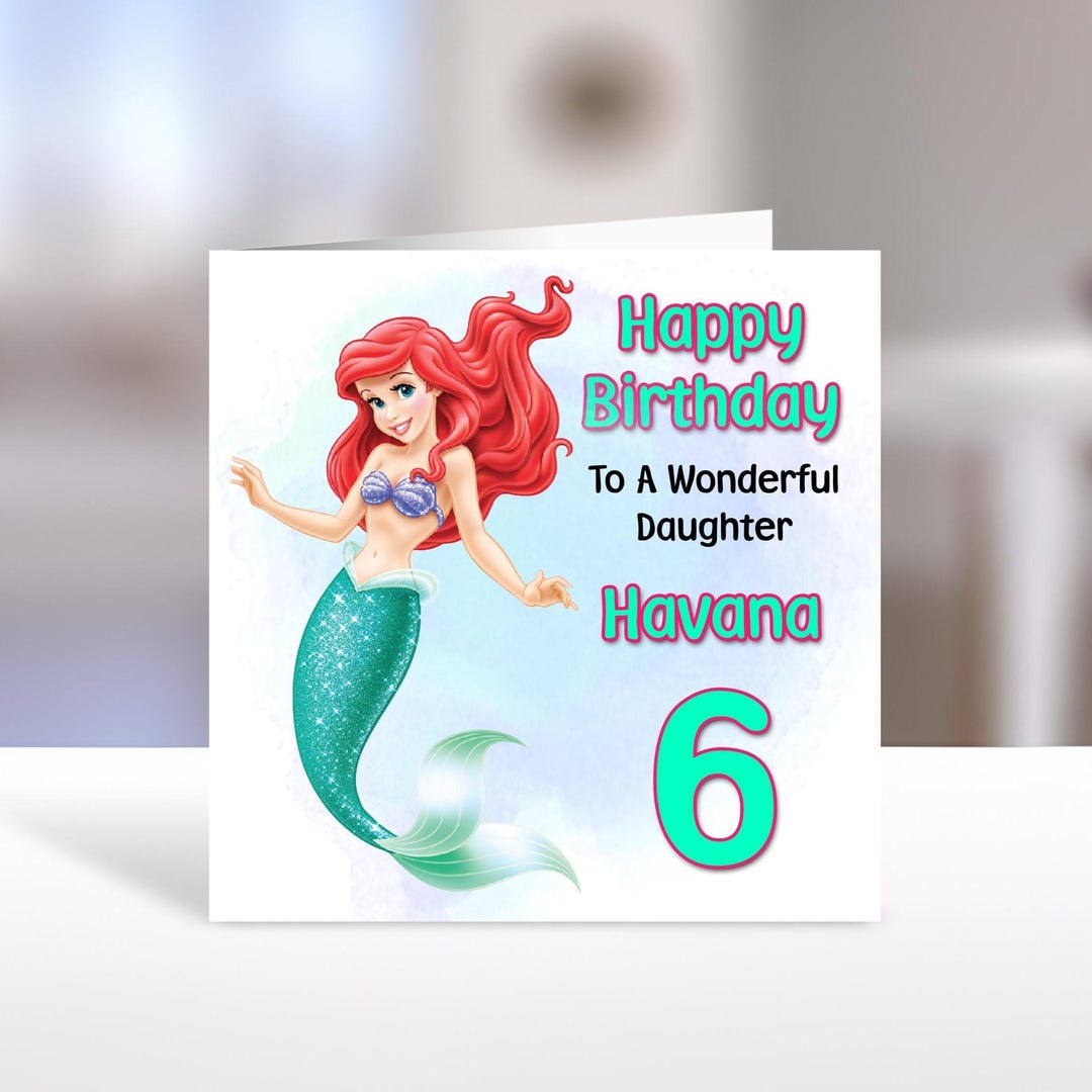 LITTLE MERMAID Personalised Birthday Card - Disney Personalized ...