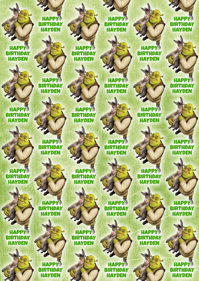 SHREK Personalised Birthday Wrapping Paper - Shrek Personalised ...