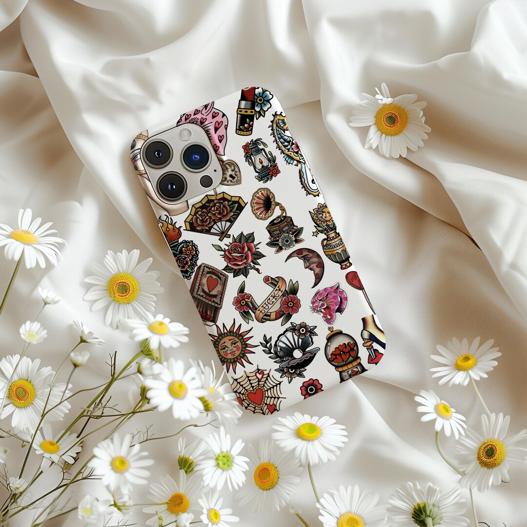 Vintage Tattoo Phone Case, Americana Y2K Retro Collage Cover for Iphone ...