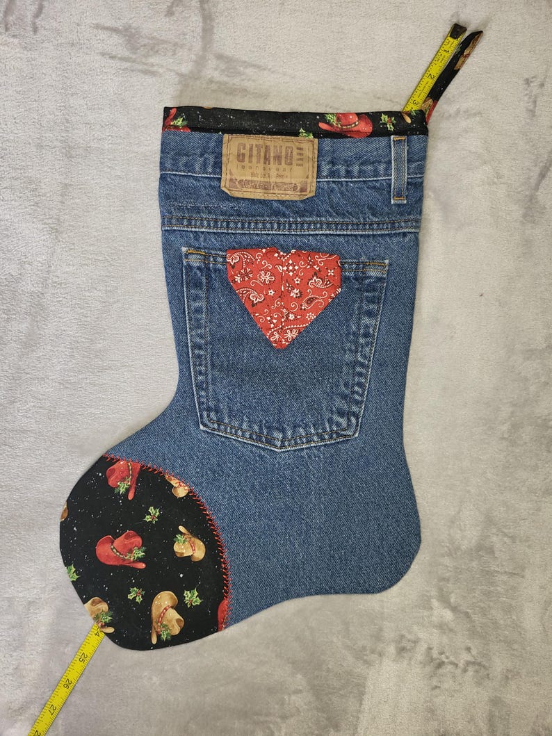 Large Denim Upcycled Christmas Stocking G - Etsy