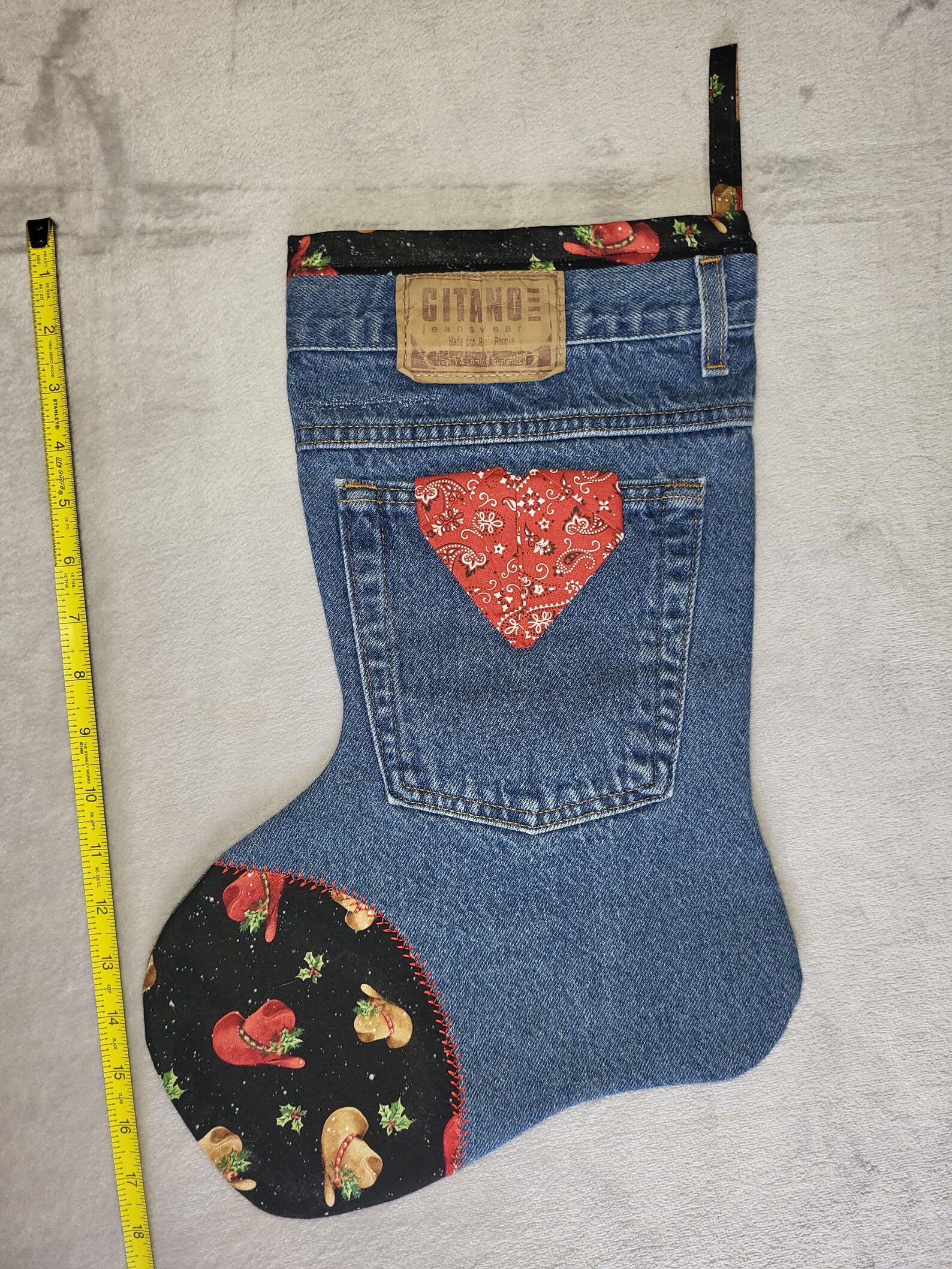 Large Denim Upcycled Christmas Stocking G - Etsy