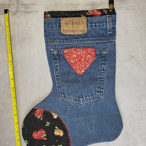 Large Denim Upcycled Christmas Stocking G - Etsy
