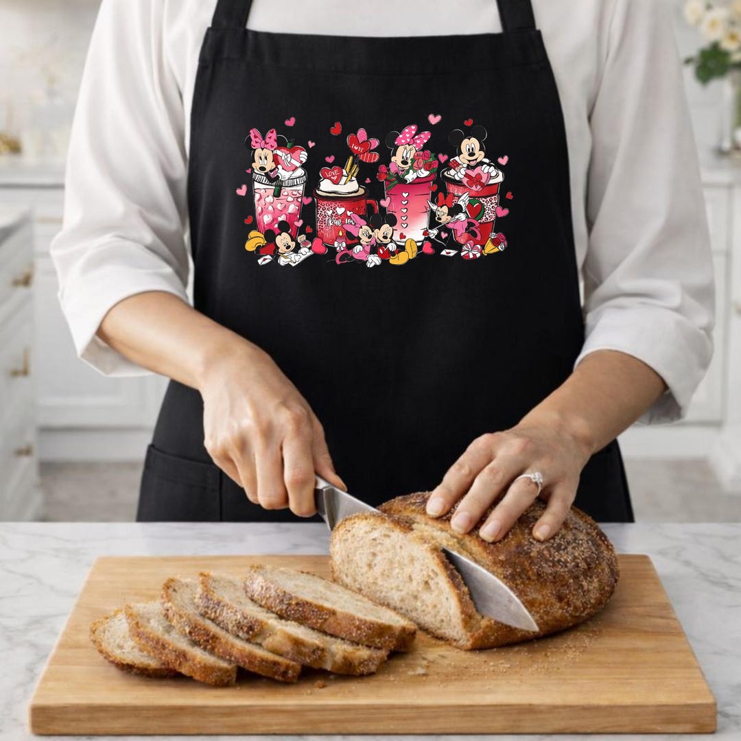 Minnie Mouse Coffee Apron for Valentines Day, Disney Kitchen Apron ...