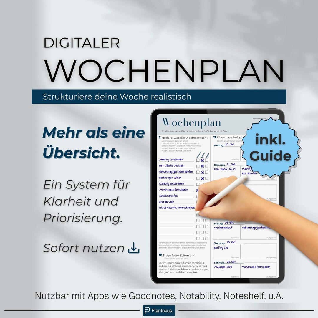 Digital Weekly Planner | Printable Weekly Planner Template | Minimalist ...