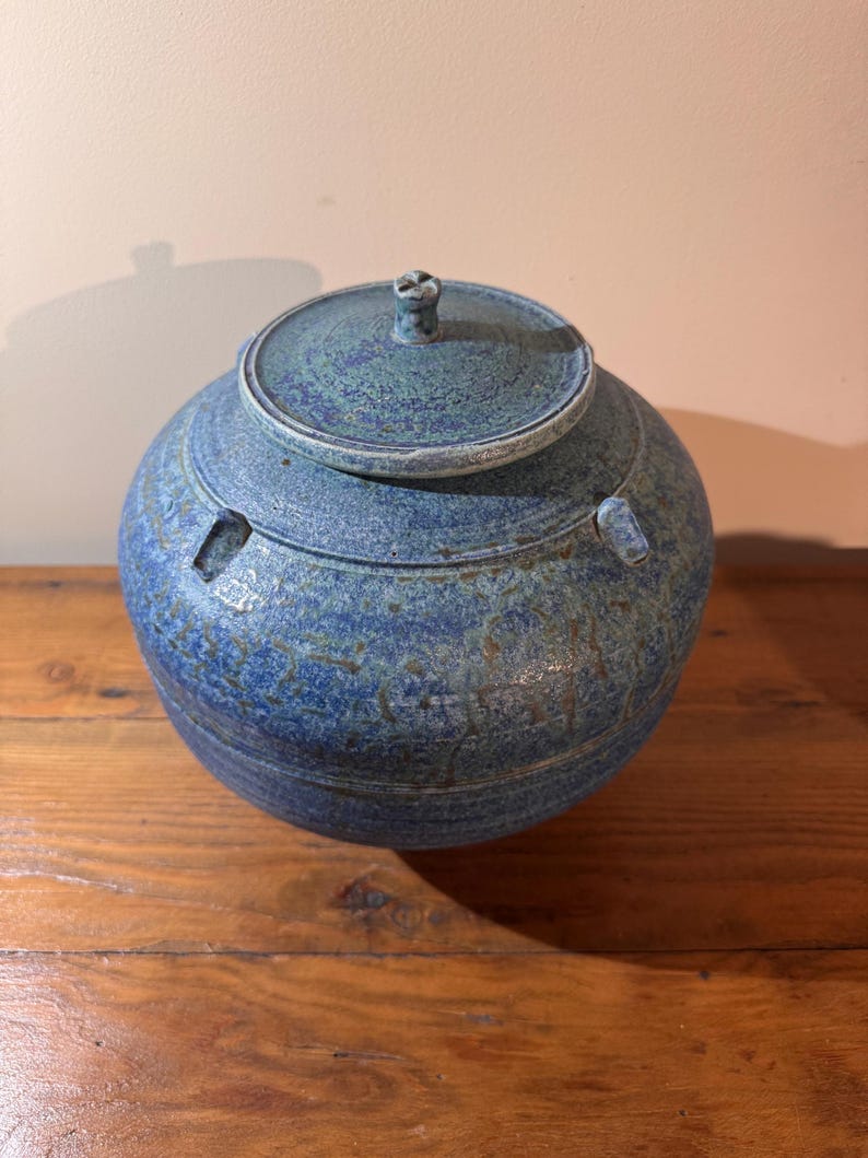 Vintage Blue Studio Art Pottery Lidded Jar by Charles Halling | Signed ...