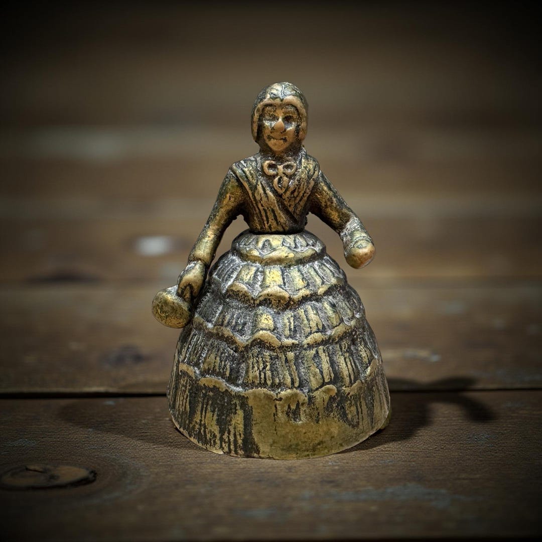 Vintage Brass French Bell Maiden 2.75 Inches Tall 2 Inches Wide Antique ...