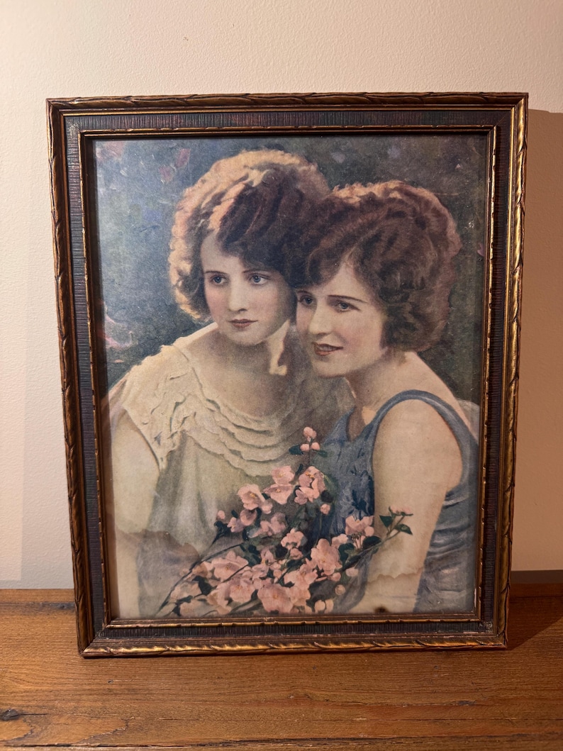 Antique 1920s Flapper Girls Art Print in Original Wooden Frame | Jazz ...