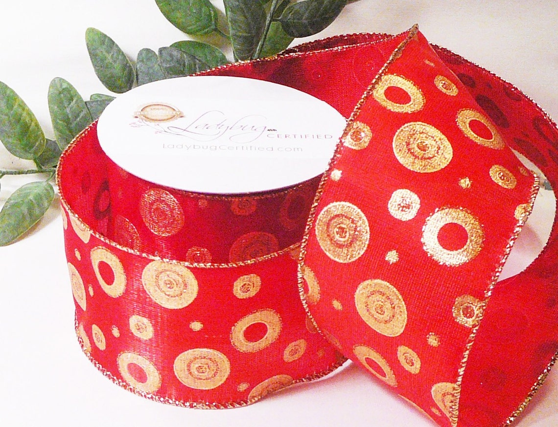 SUPPLIES Red Christmas Ribbon Metallic Red Ribbon 40 - Etsy