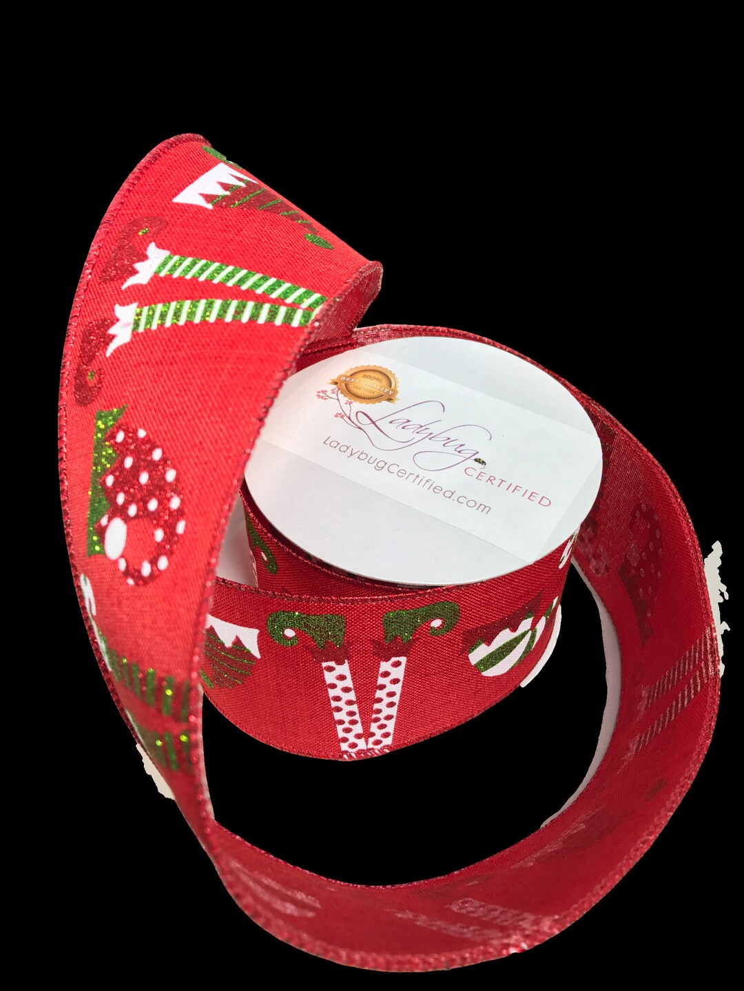 Wired Elf Legs Ribbon, Red Wired Burlap Ribbon, Glitter Elf & Legs ...