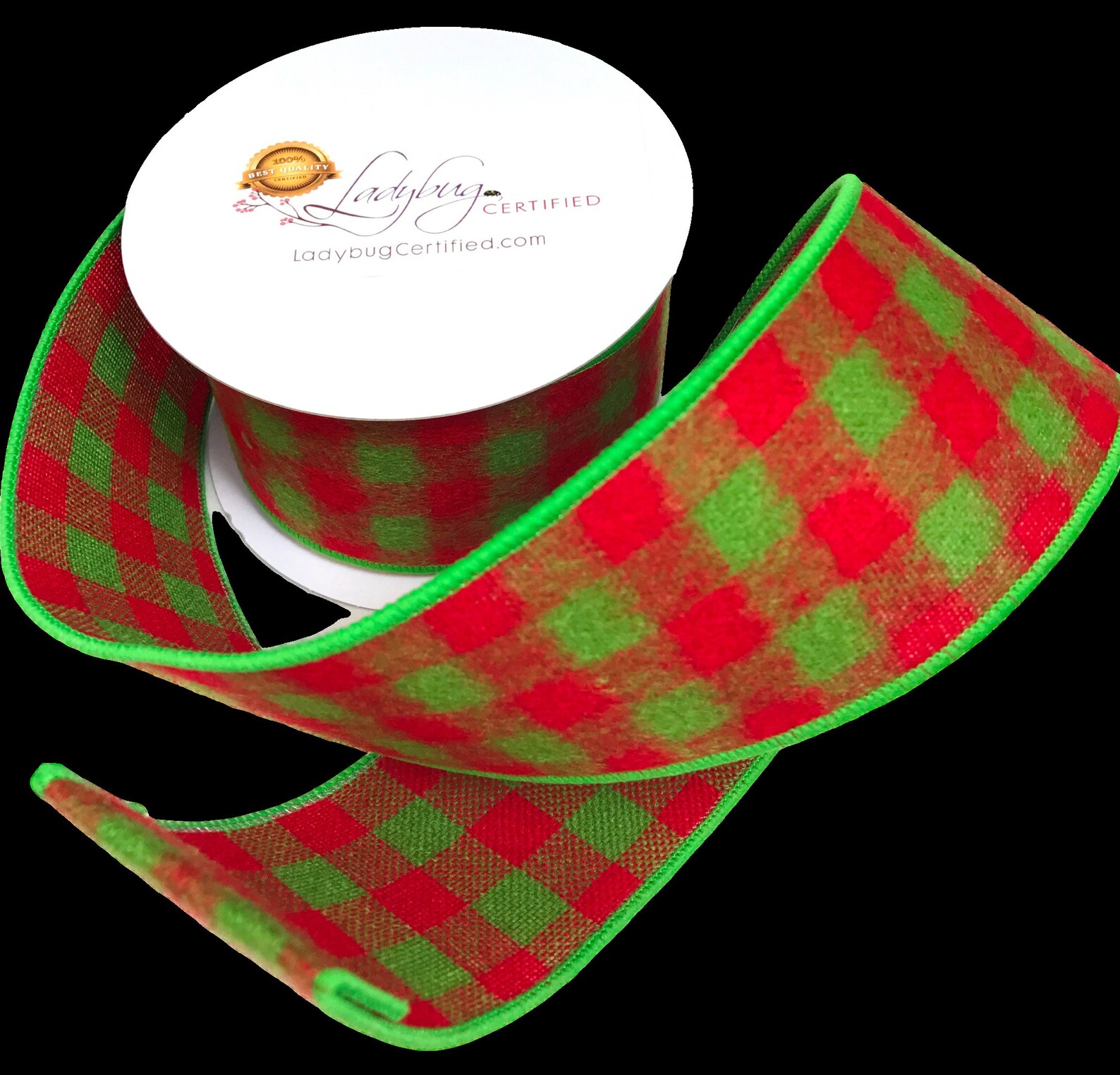 Red and Green Buffalo Check Wired Ribbon 10 yards Wired Red | Etsy