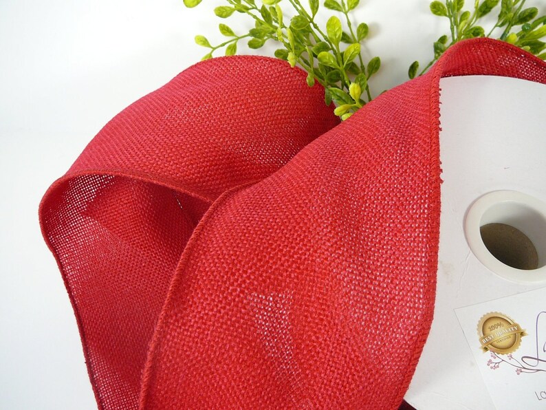 4 Inch Wired Red Burlap Ribbon Christmas Burlap Ribbon Red - Etsy