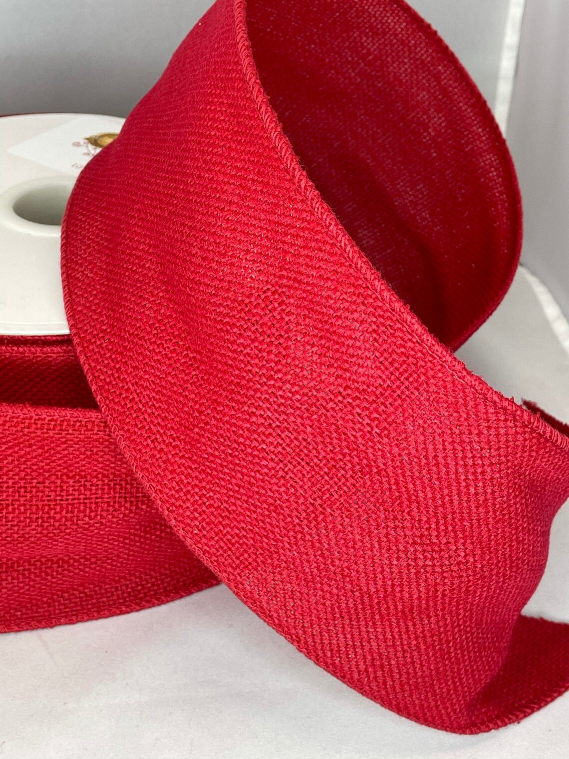 4 Inch Wired Red Burlap Ribbon Christmas Burlap Ribbon Red | Etsy