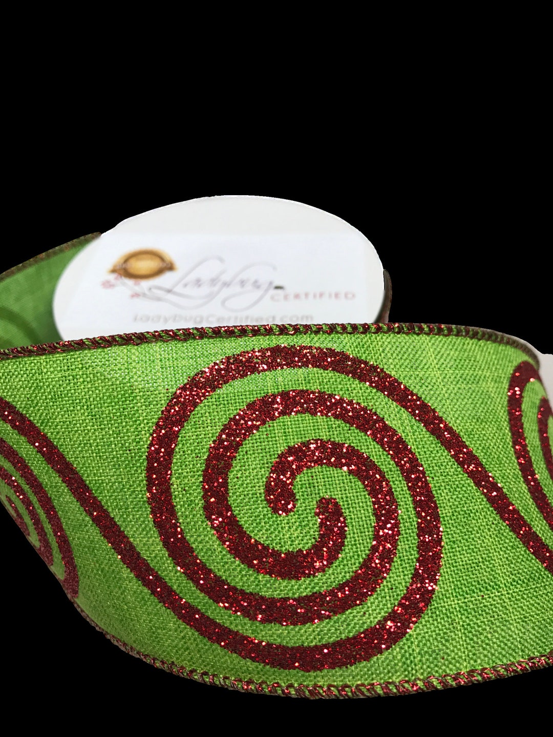 SUPPLIES, Green and Red Wired Ribbon, Green & Red Glitter Swirl Ribbon ...