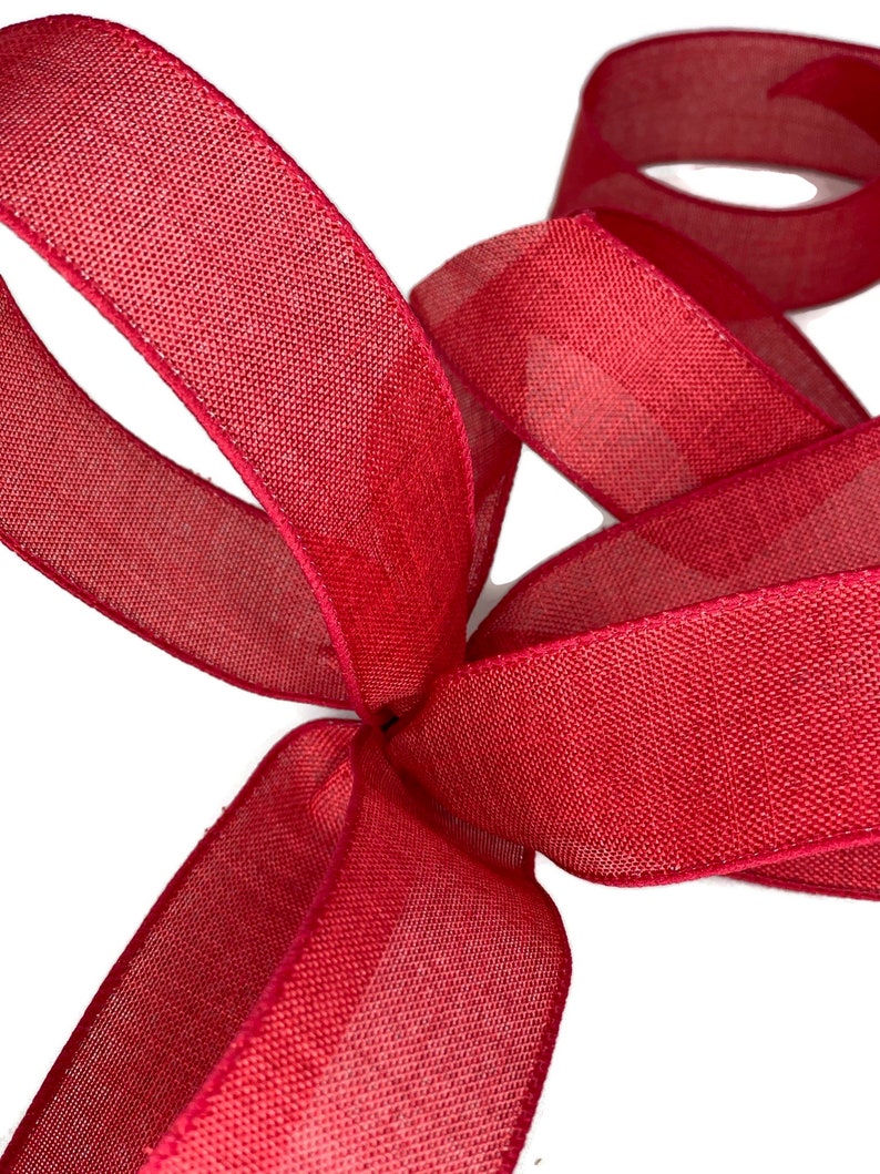 Red Denim Ribbon Wired 9 50 Yards Red Ribbon for | Etsy