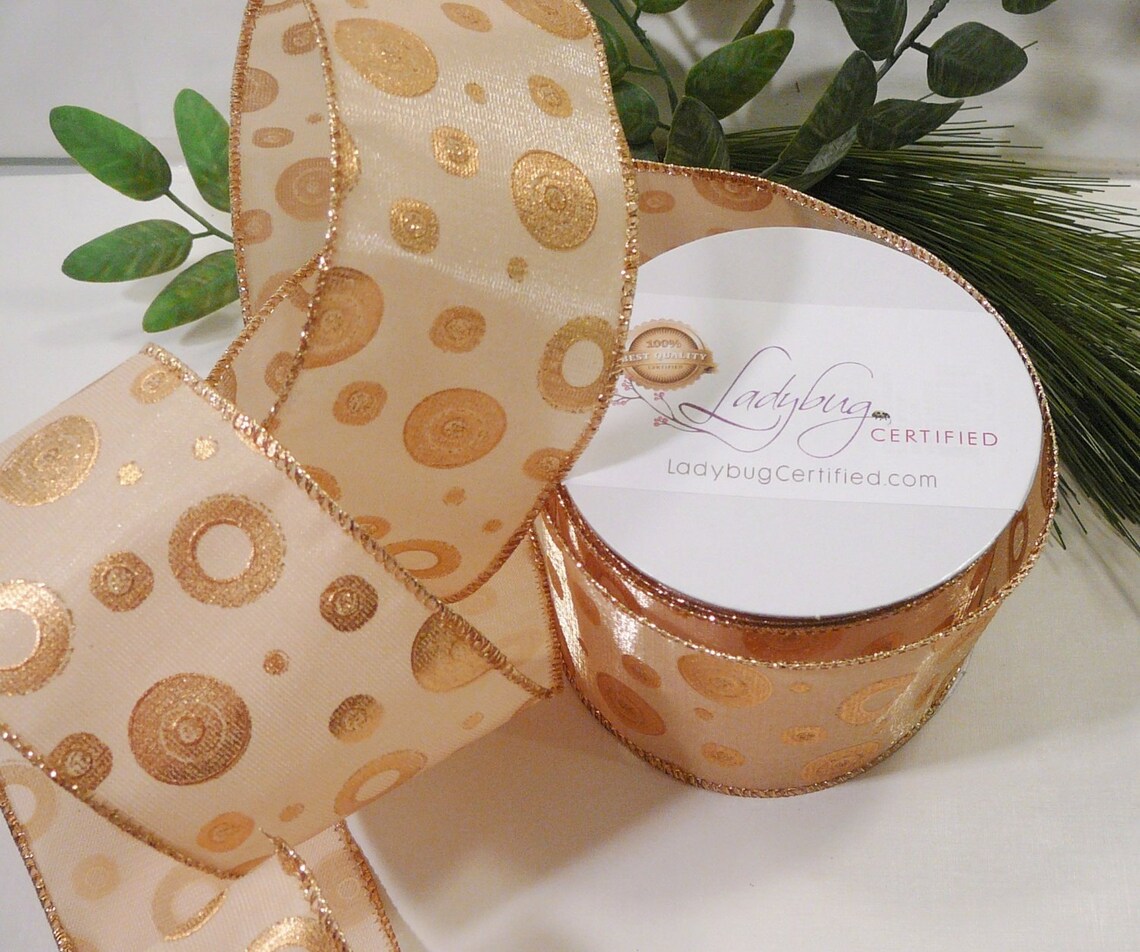 Gold Christmas Ribbon Metallic Gold Ribbon 40 Ribbon Gold - Etsy