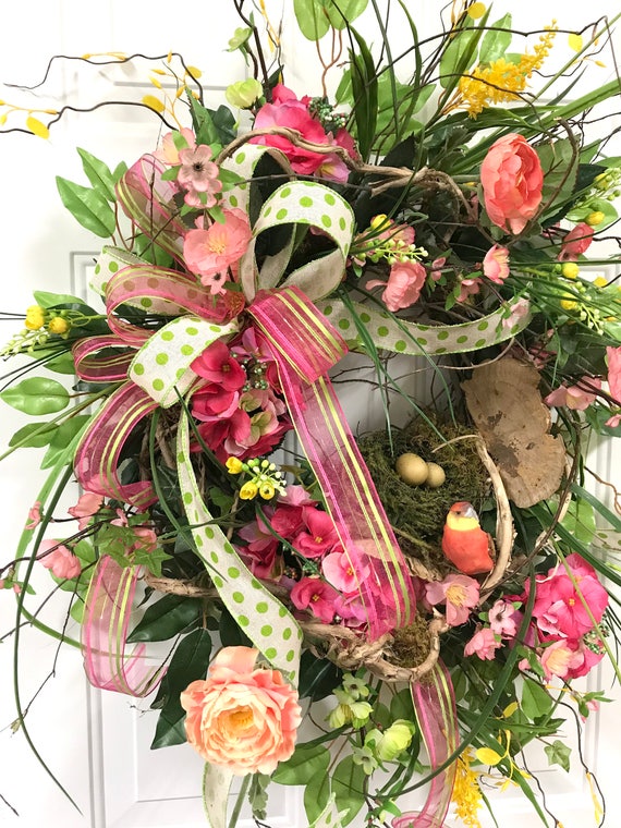 Spring Wreath For Front Door Floral Wreath For Front Door Etsy