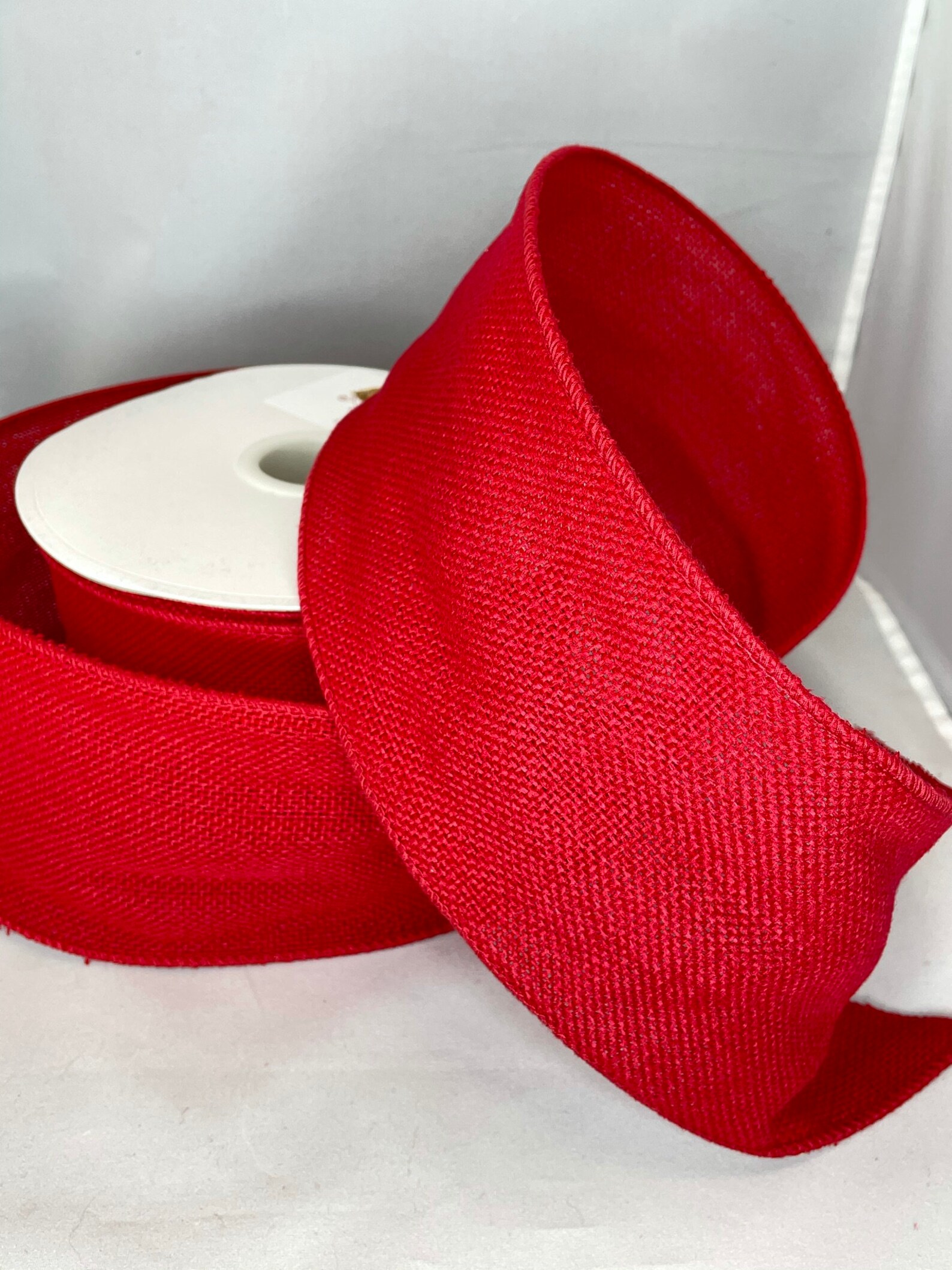 4 Inch Wired Red Burlap Ribbon Christmas Burlap Ribbon Red | Etsy