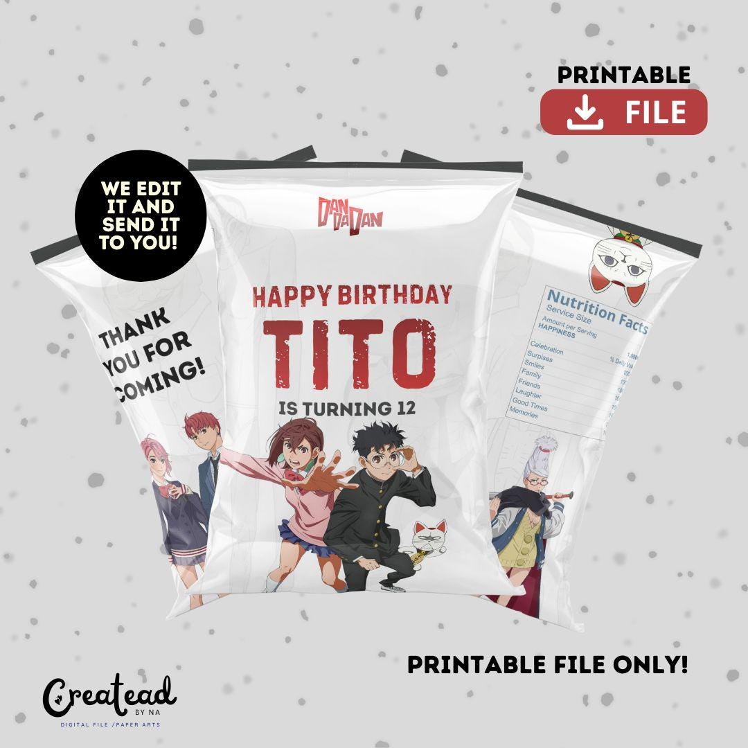 Dan Da Dan Favor Chip Bags-custom Chip Bags-printable- Anime- DIGITAL ...