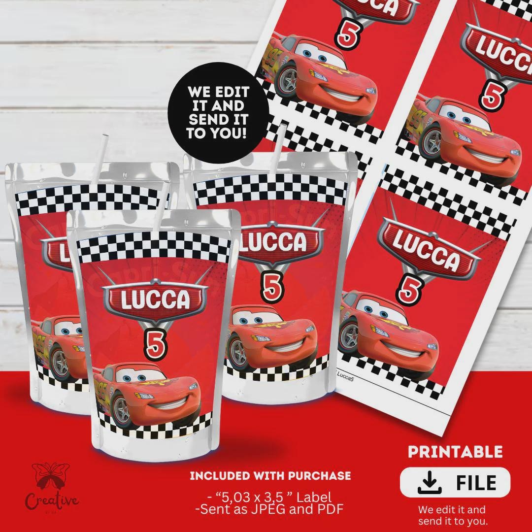 Cars Capri Sun Label: Mcqueen Birthday Party Decoration (digital File ...