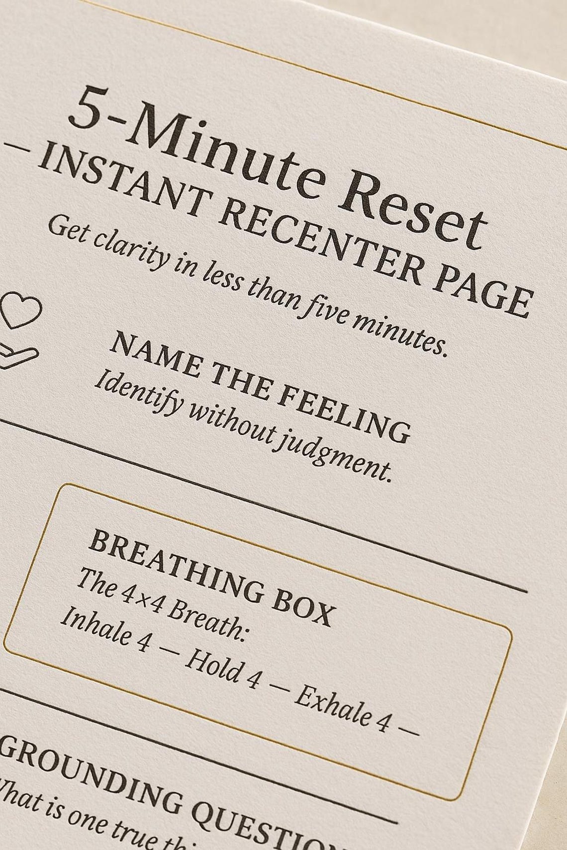 5-minute Reset Worksheet – Instant Recenter Printable, Self-care ...