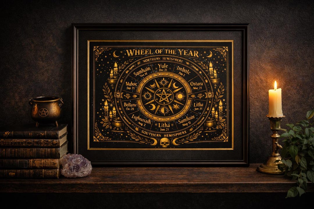 Wicca Wheel of the Year Printable Wall Art | Pagan Sabbats Calendar ...
