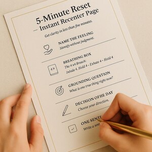 5-minute Reset Worksheet – Instant Recenter Printable, Self-care ...