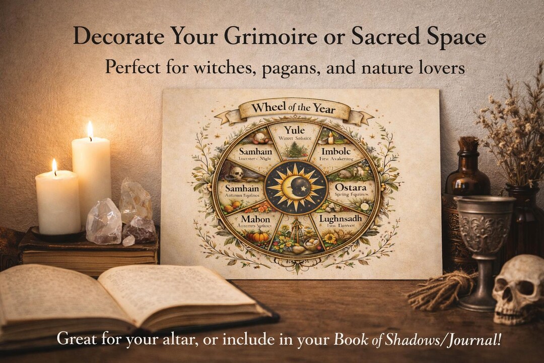 Wheel of the Year Printable | Wiccan Sabbat Calendar, Book of Shadows ...