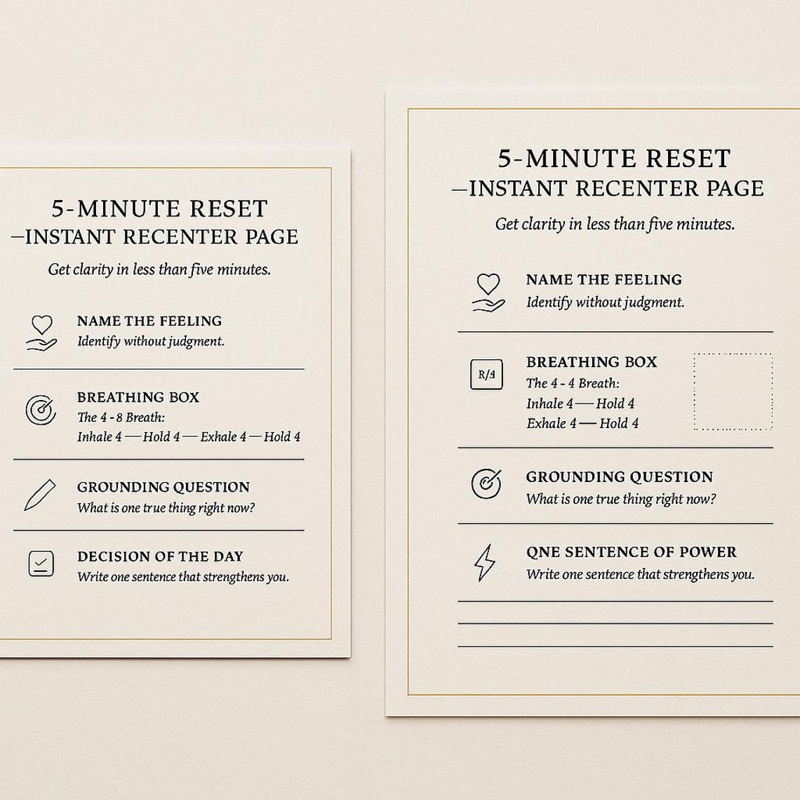 5-minute Reset Worksheet – Instant Recenter Printable, Self-care ...