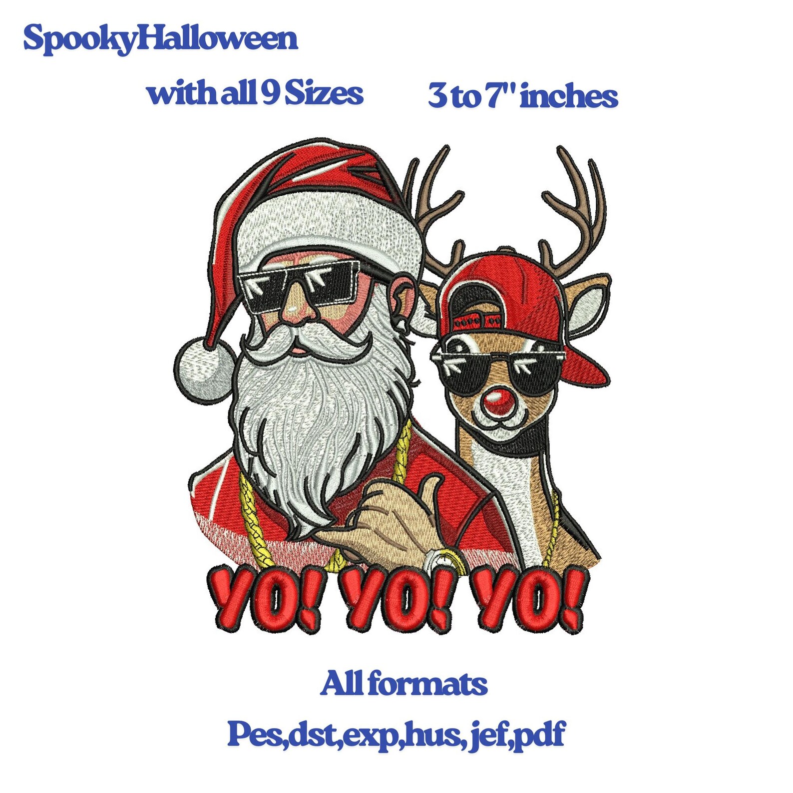 Yo Yo Santa Embroidery Design | Cool Santa & Reindeer Machine ...