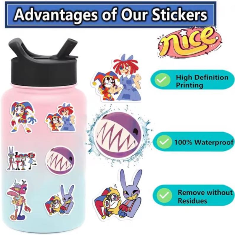 Impresionantes pegatinas digitales de circo, Pomni Caine Gangle Zooble ...