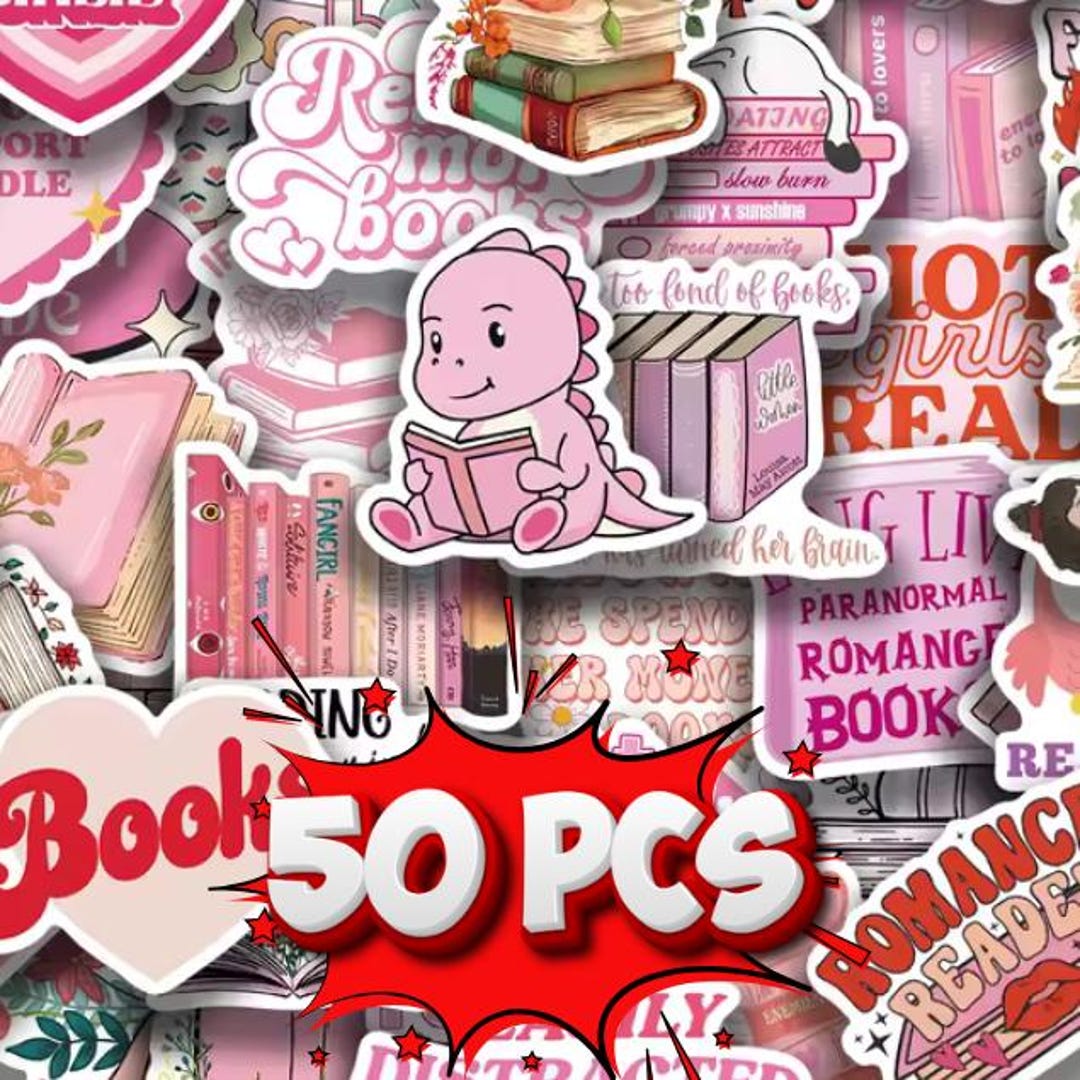 Pink Book Lover Stickers | Girly Bookish Decals for Kindle, Phone ...