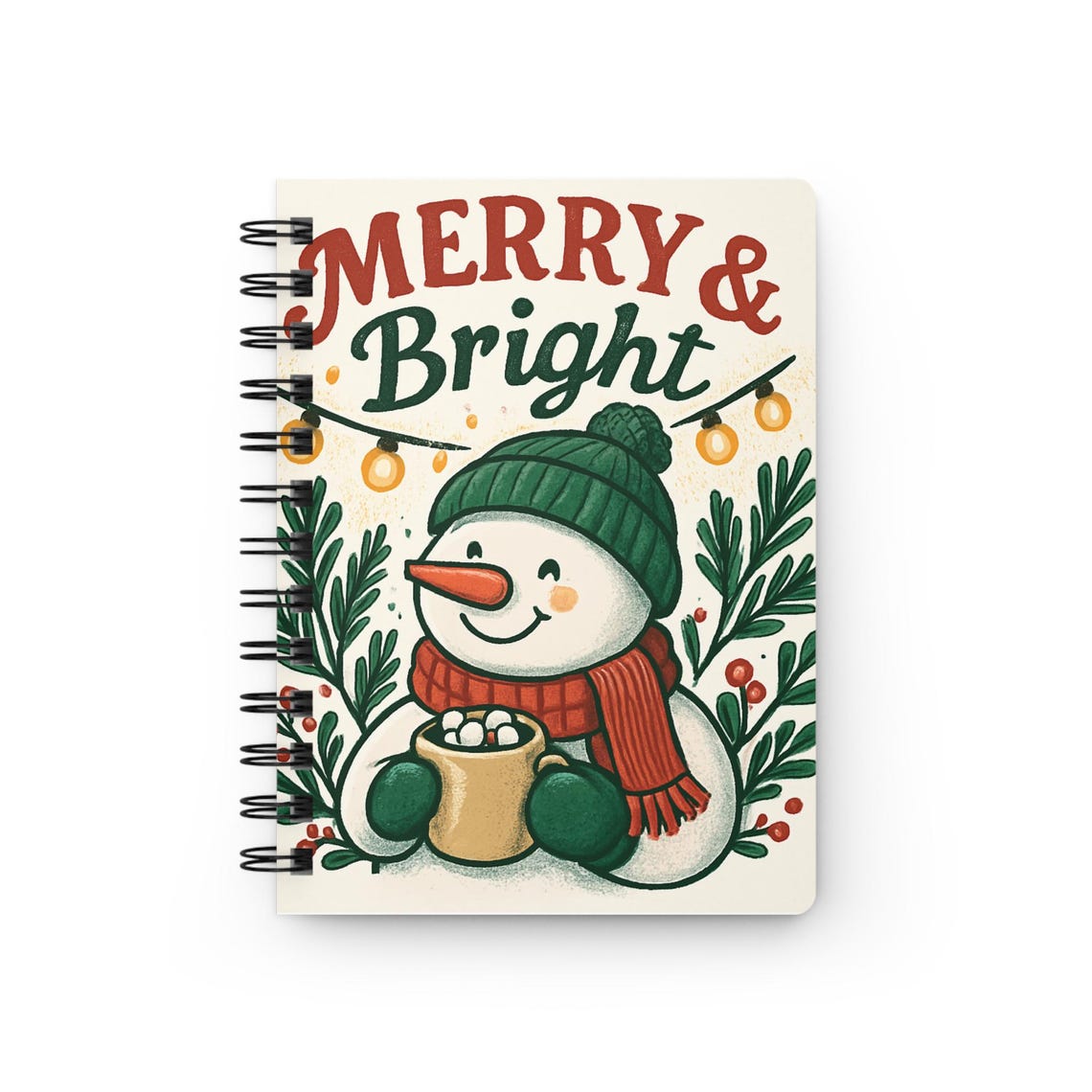 Winter Themed Spiral Bound Journal, Merry & Bright Holiday Notebook ...