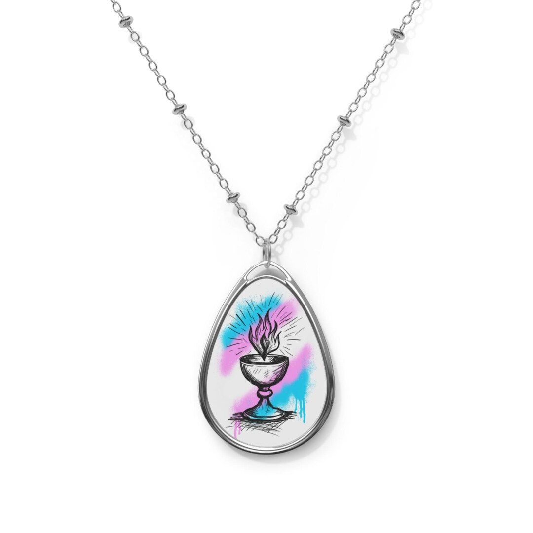 Trans Flag Chalice Oval Necklace, UU - Etsy