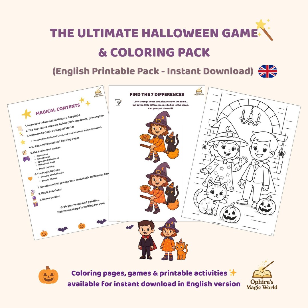 Halloween Printable Pack for Kids – English Version – 10 Coloring Pages ...