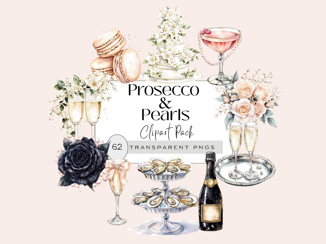 Perla a Prosecco Clipart: Sklenice Champagne Coupe S Mašlí (digitální ...