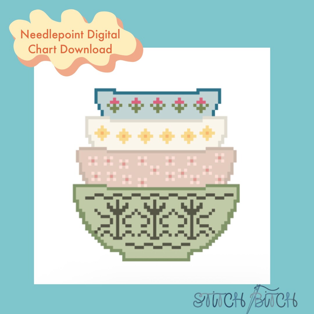 Vintage Bowls Needlepoint Pattern - Digital Download - Etsy