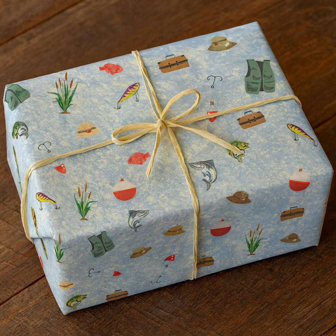 Fishing-themed Wrapping Paper | Outdoor Adventure Gift Wrap | Hueroot ...