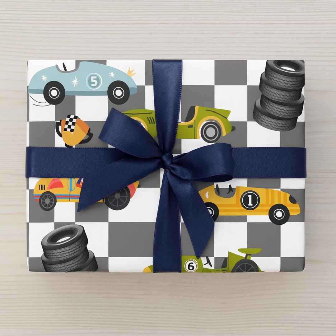 Race Car Wrapping Paper - Kids Birthday Gift Wrap & Party Decor by ...