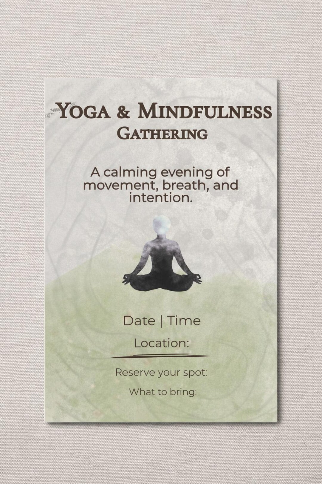 Editable Yoga & Mindfulness Invitation | Printable Yoga Event Flyer ...