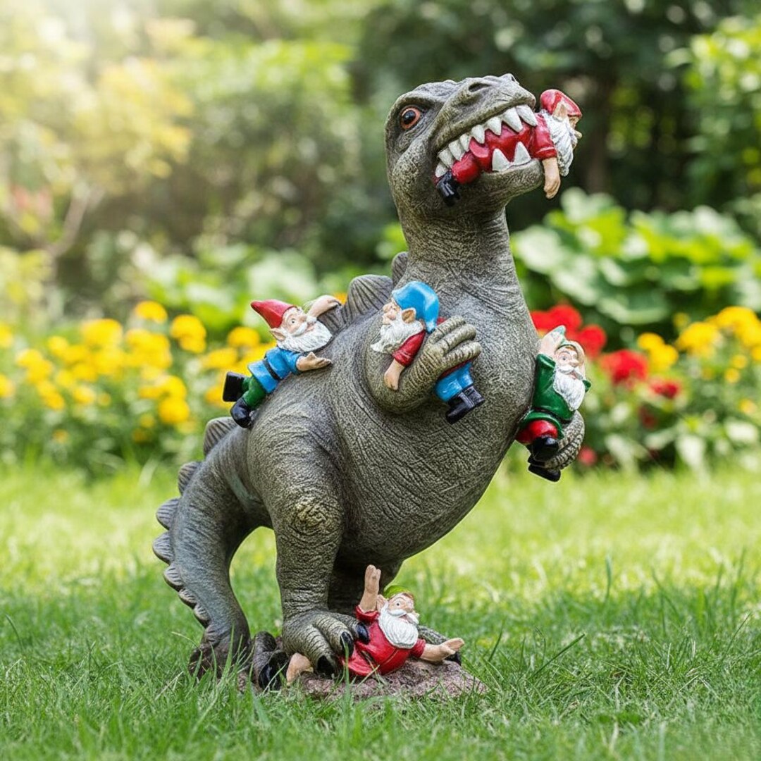 Funny T-rex Eating Gnomes Garden Statue - Etsy